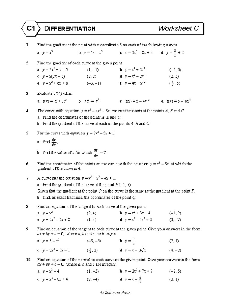 Differentiation Finding Gradient Pdf Tangent Gradient