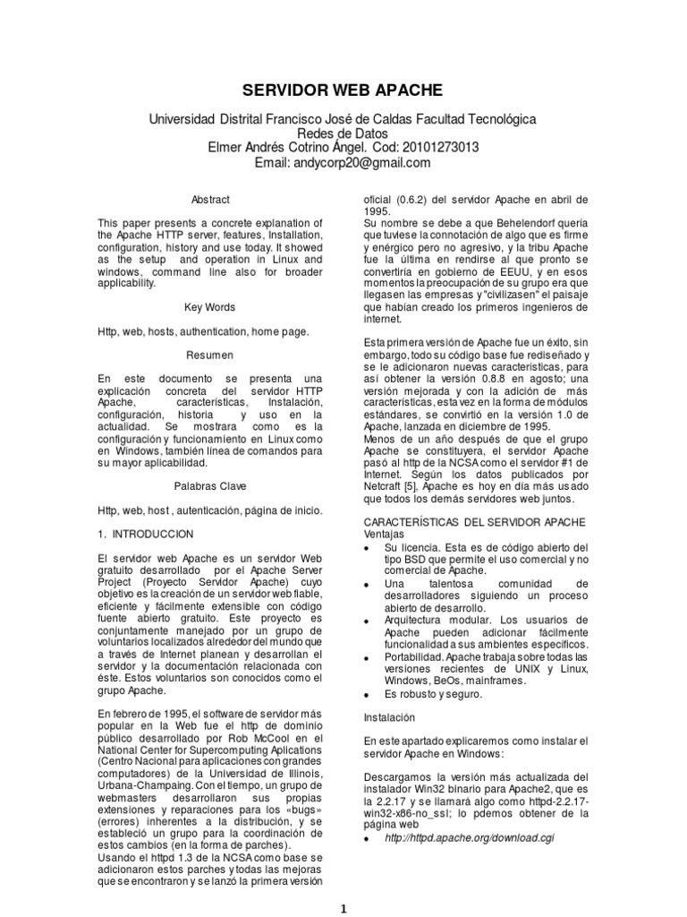 Servidor Web Apache | PDF | Servidor HTTP Apache | Servidor web