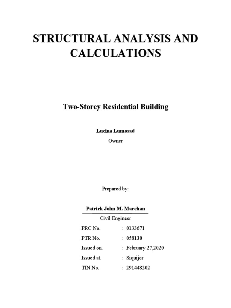 Structural Analysis and Calculations: Two-Storey Residential Building ...