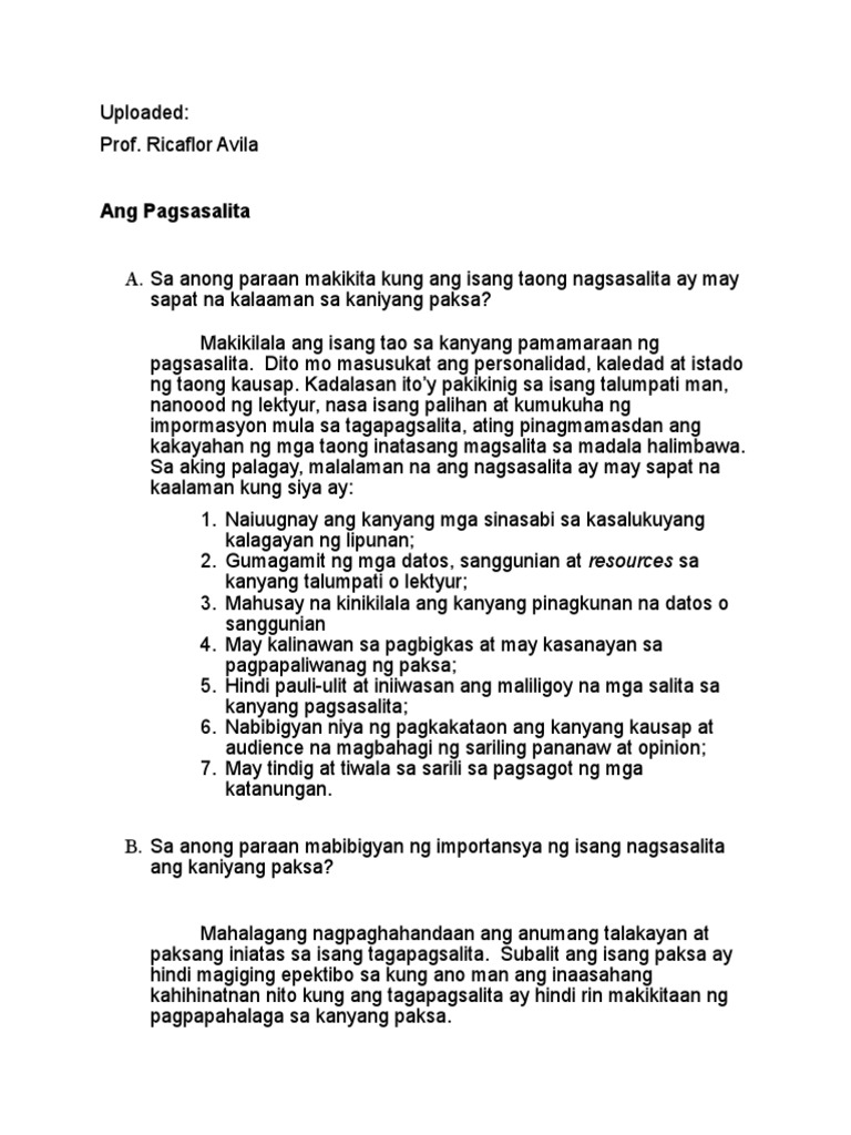 Ang Pagsasalita | PDF