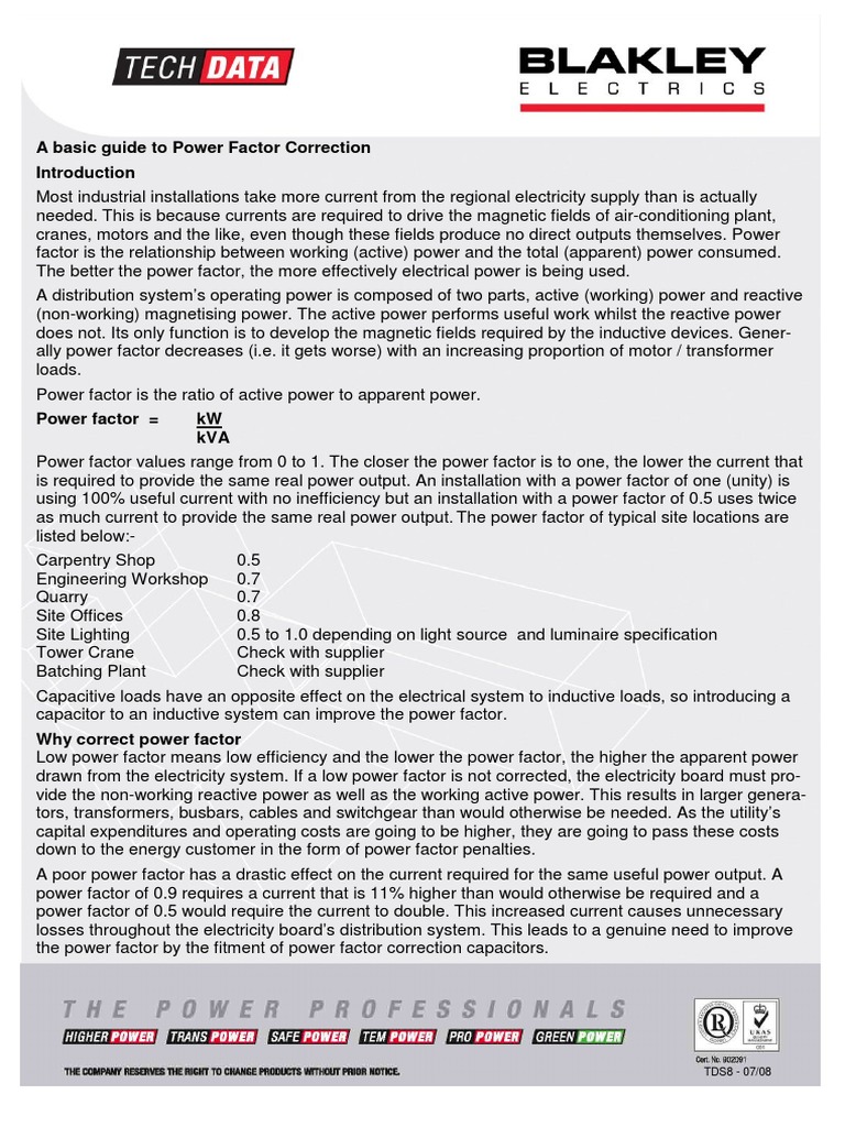Power Factor Correction Guide | PDF | Ac Power | Electrical Engineering