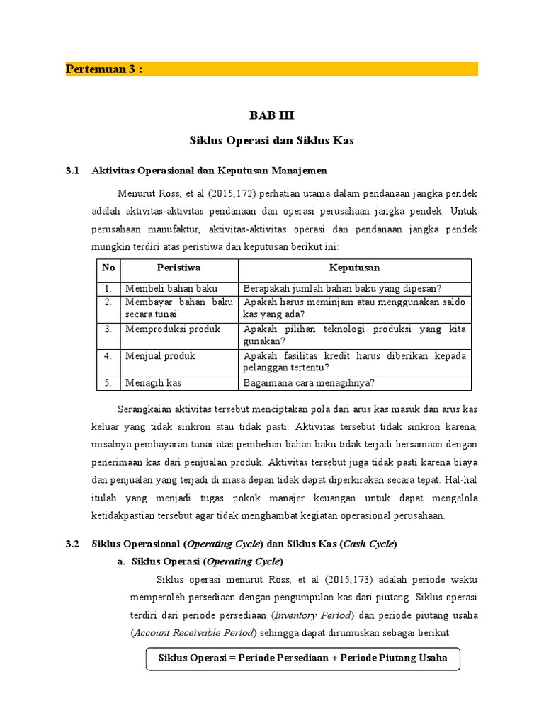 03 - Siklus Operasi Dan Siklus Kas | PDF
