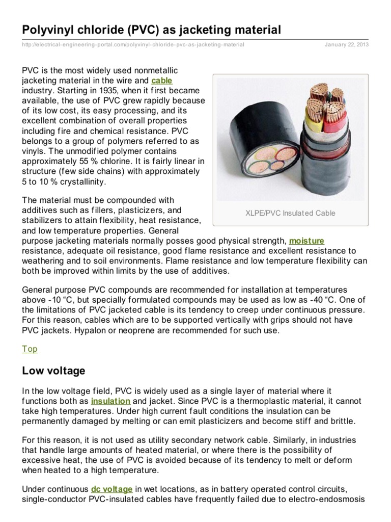 Polyvinyl Chloride PVC As Jacketing Material | PDF | Polyvinyl Chloride ...