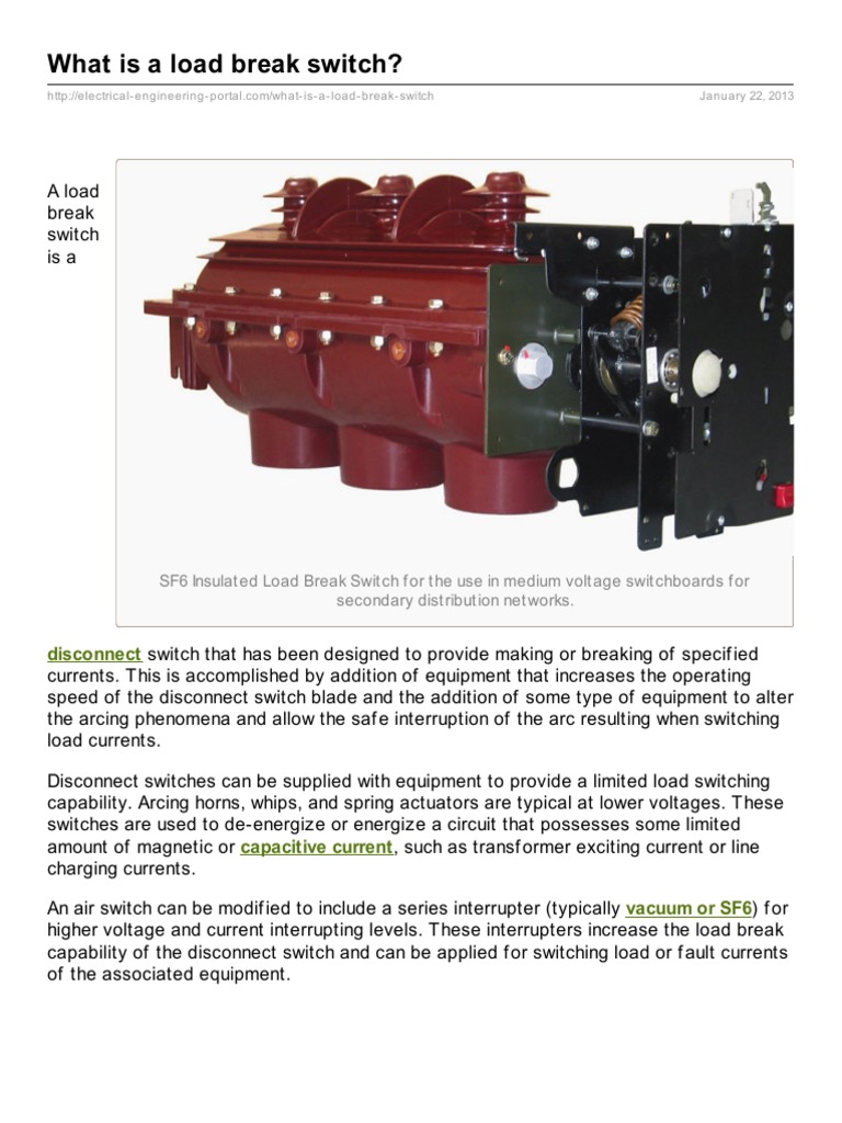 What Is A Load Break Switch?: Disconnect | PDF