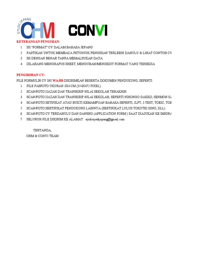 Format CV Ohm Convi | PDF