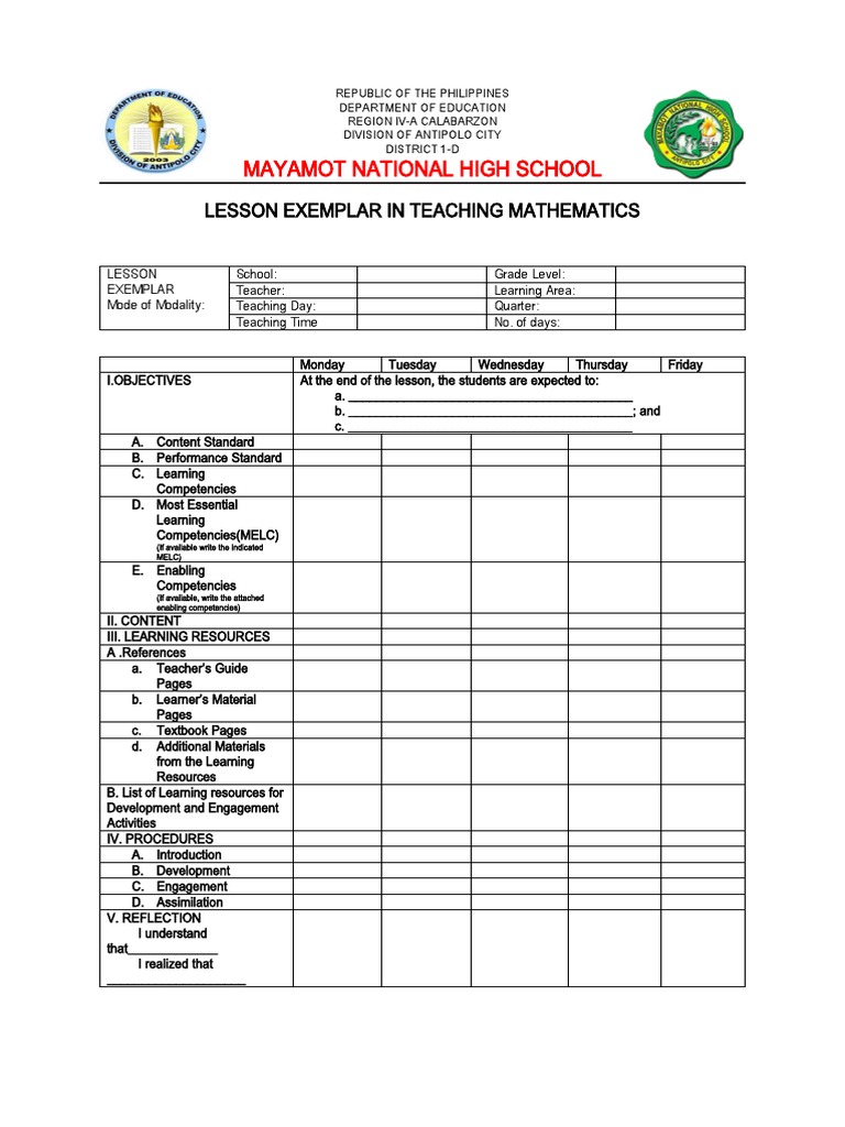 Lesson Exemplar Format-Math | PDF