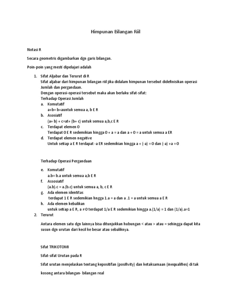 Himpunan Bilangan Riil | PDF