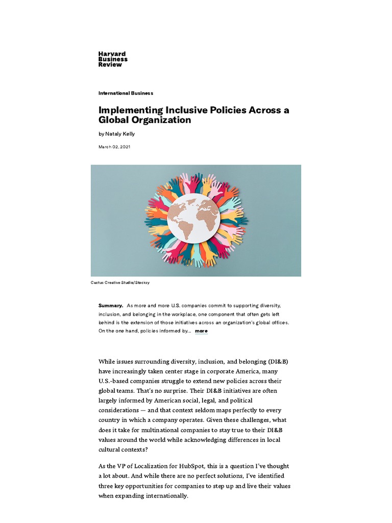 Implementing Inclusive Policies Across A Global Organization | PDF