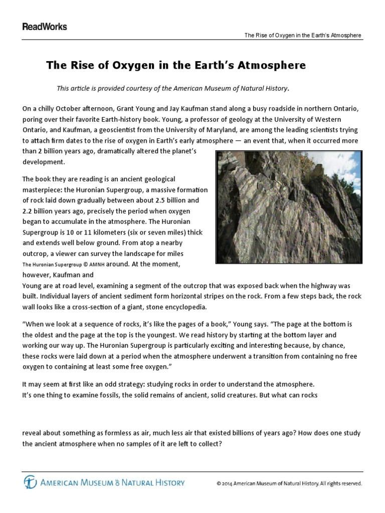 The Rise of Oxygen in The Earth's Atmosphere | PDF | Atmosphere Of ...