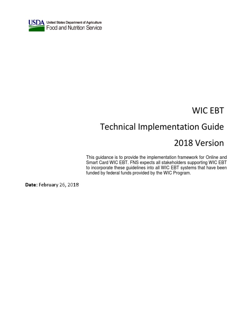 Wic Ebt Technical Implementation Guide: Date: February 26, 2018 | PDF ...