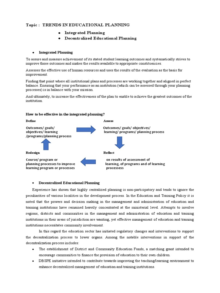 Trends in Educational Planning | PDF | Devolution | Decentralization