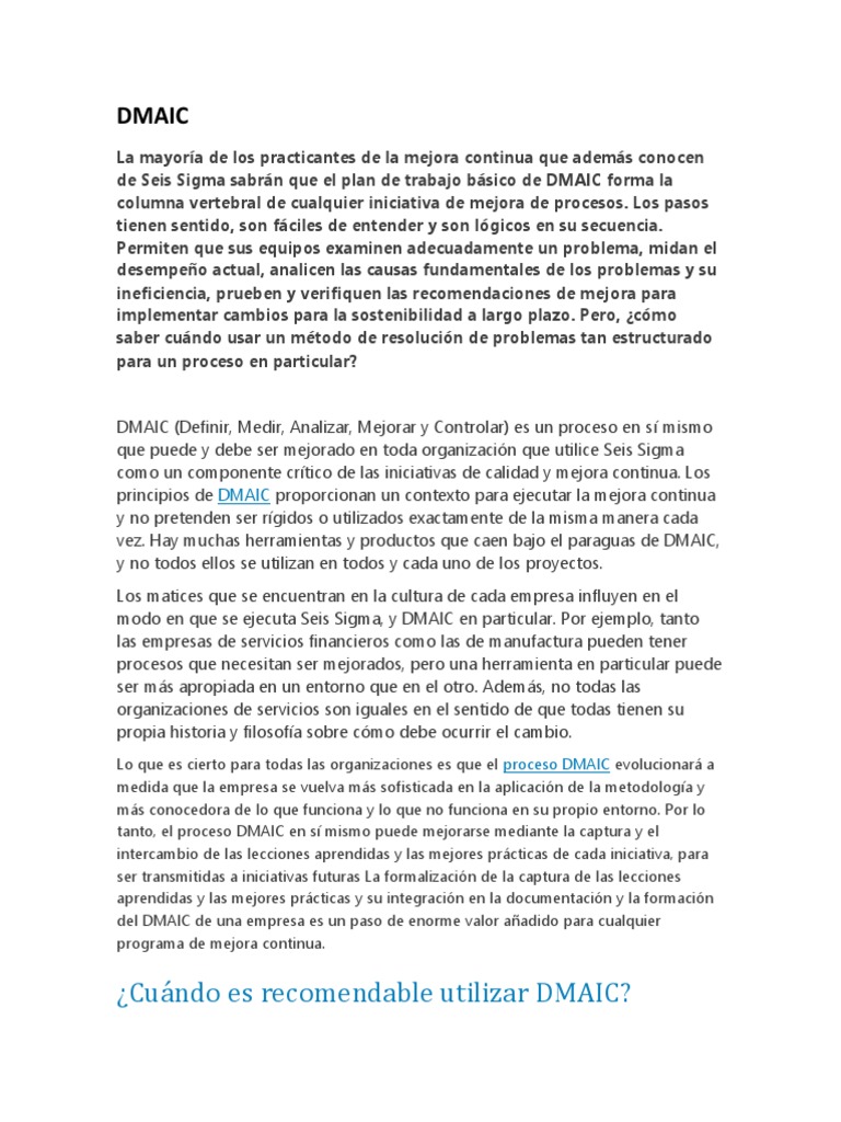 DMAIC | PDF | Six Sigma | Cliente