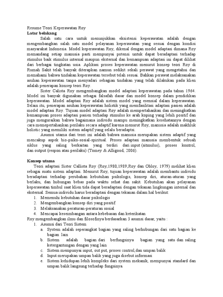 TEORI ADAPTASI ROY | PDF