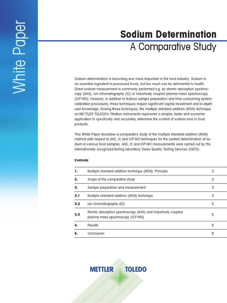 Sodium Determination Comparison | PDF | Atomic Absorption Spectroscopy ...