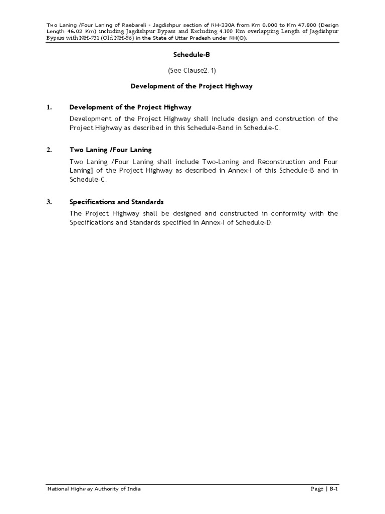 EPC Schedule-B1 | PDF | Road | Road Surface