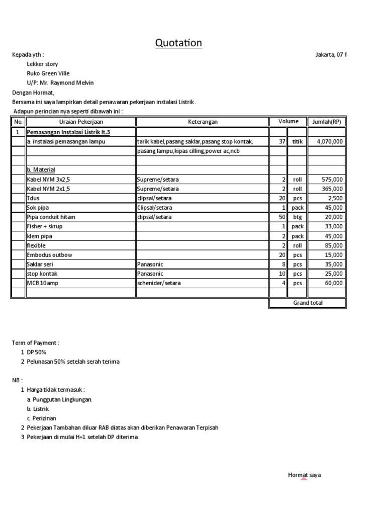 Kebutuhan Material Listrik lt.3 | PDF