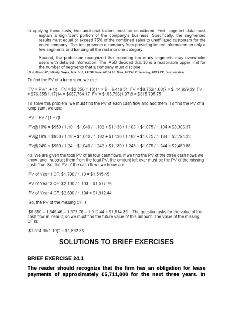 Solutions To Brief Exercises | PDF | Lease | Economies