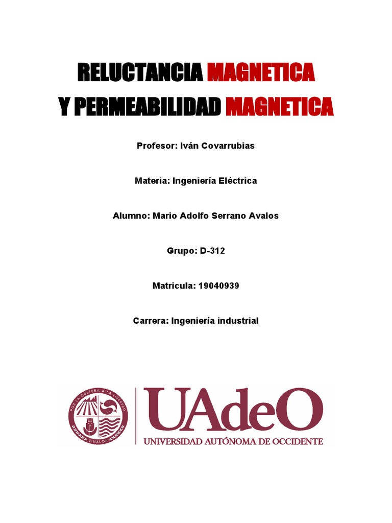 Reluctancia Magnetica y Permeabilidad Magnetica | PDF | Ferromagnetismo ...
