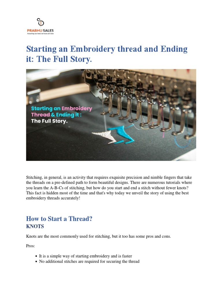 Starting and Ending Embroidery Threads | PDF | Yarn | Embroidery
