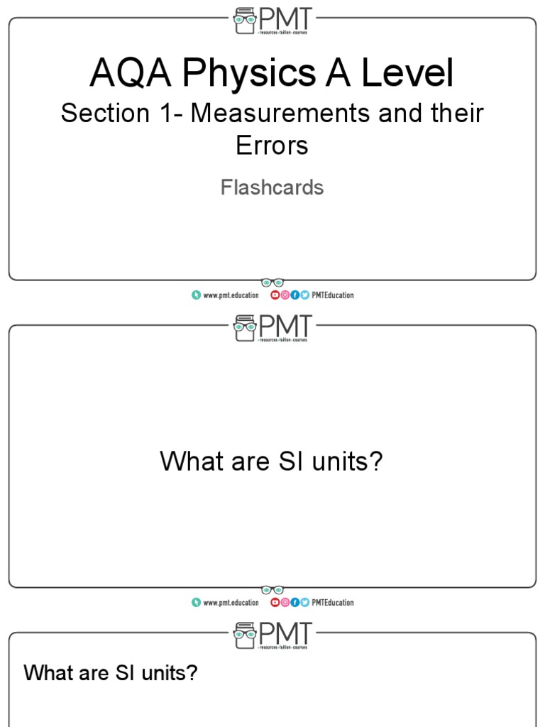 Flashcards - Topic 1 Measurements and Their Errors - AQA Physics A ...