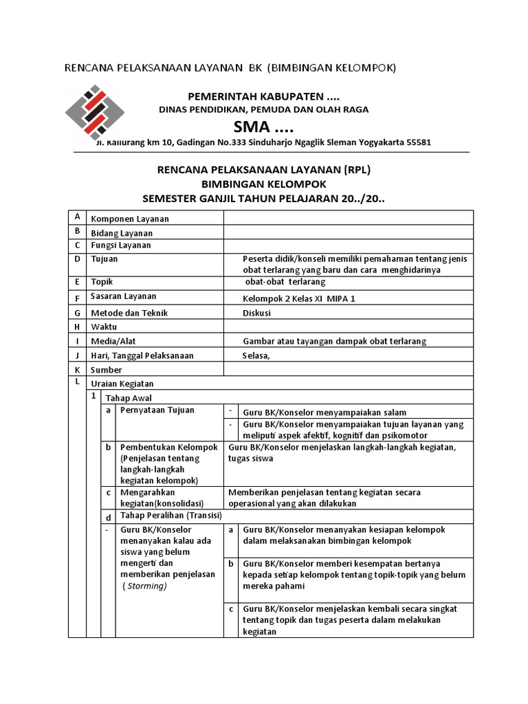 Rencana Pelaksanaan Layanan BK | PDF