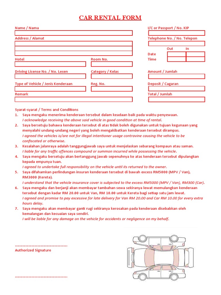Car Rental Form | PDF