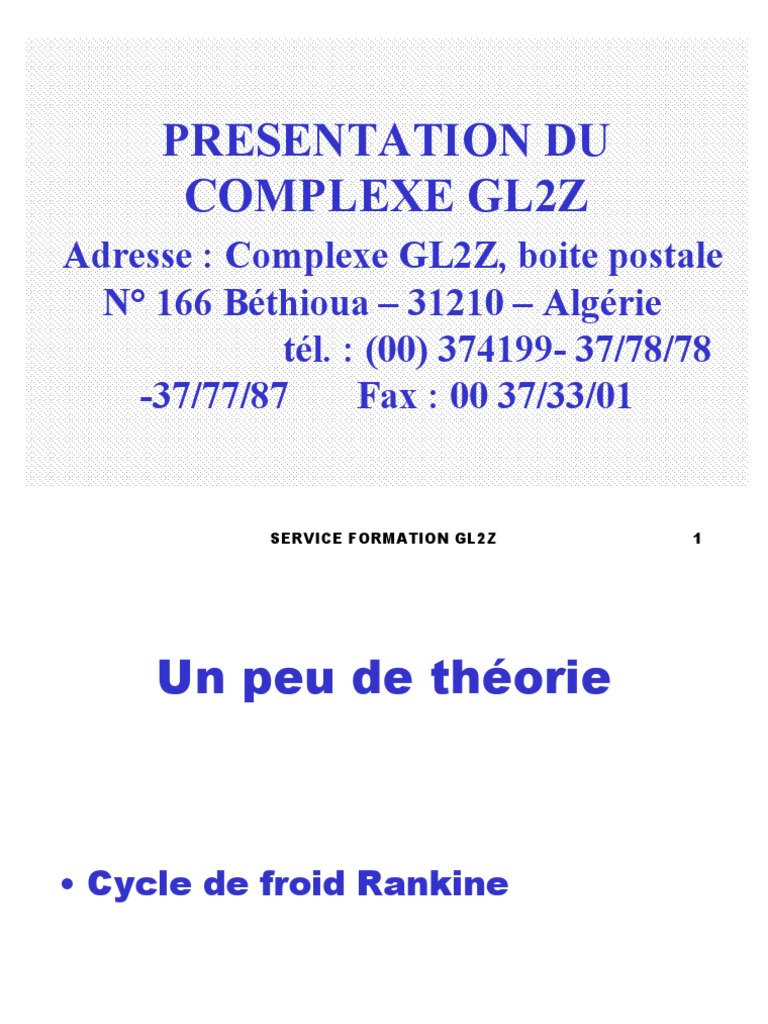 Formation sur le Cycle Rankine GL2Z | PDF | Gaz naturel liquéfié | Gaz ...
