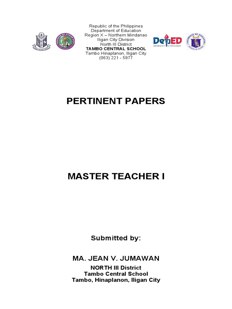 Pertinent Papers: Submitted By: Ma. Jean V. Jumawan | PDF