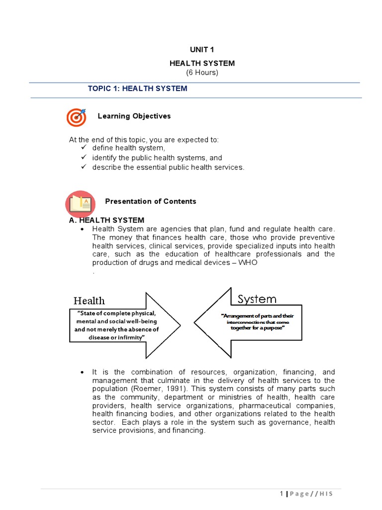 Unit1 Topic1 - Health System | PDF | Health System | Health Care