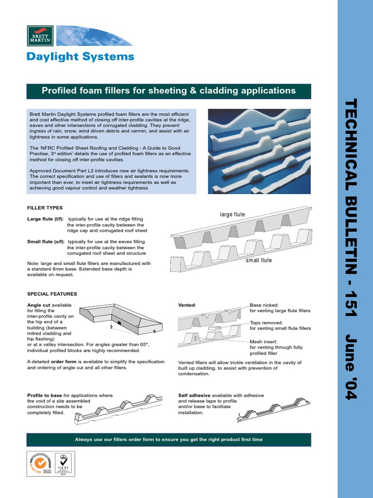 Profiled Foam Fillers For Sheeting & Cladding Applications: Large Flute ...