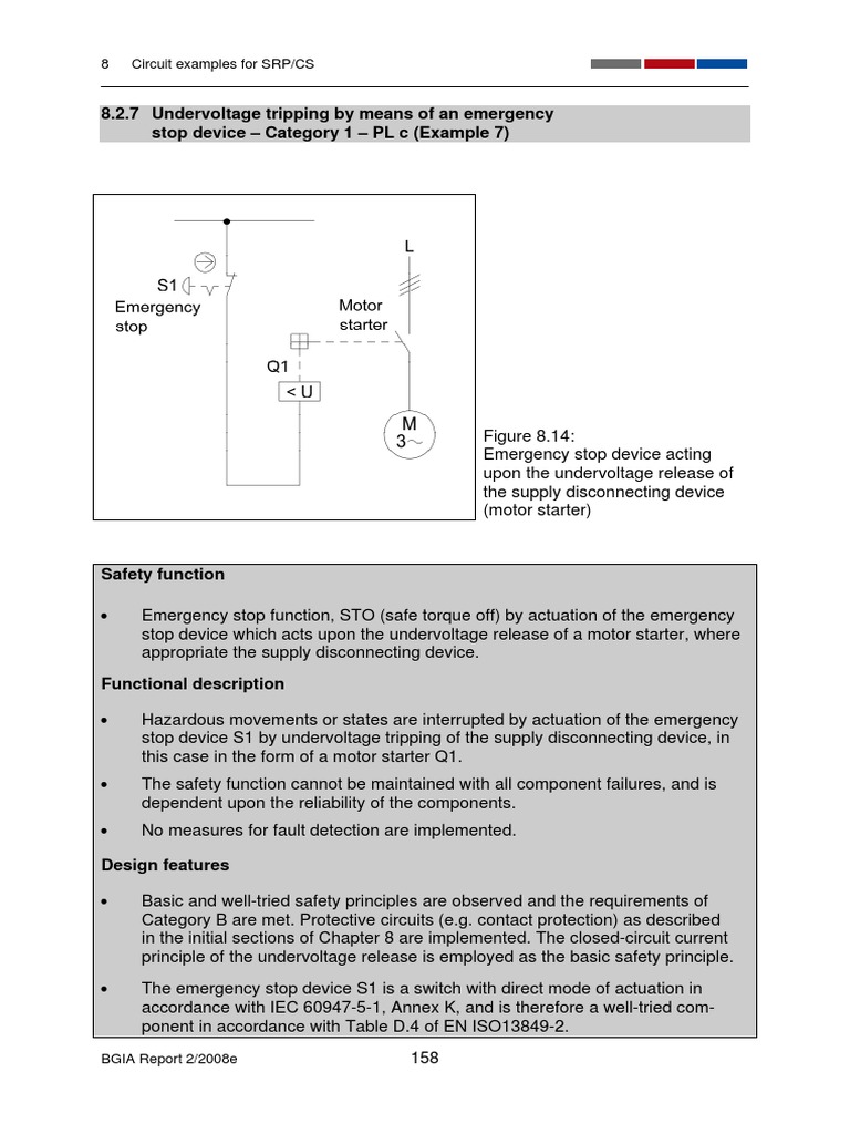 8.2.7 Undervoltage Tripping by Means of An Emergency Stop Device ...