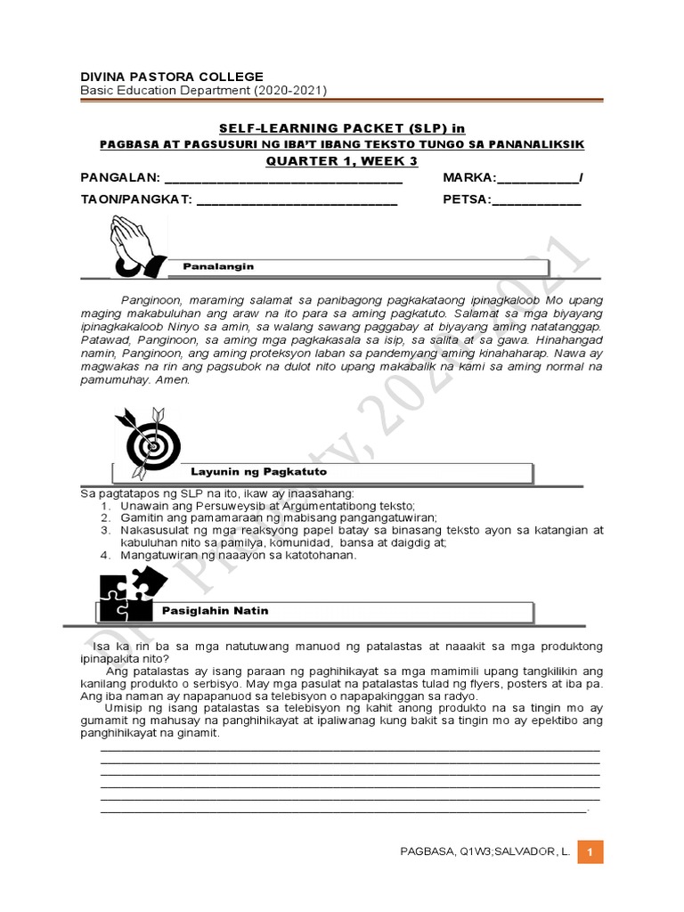 Edited Pagbasa Week 3 | PDF