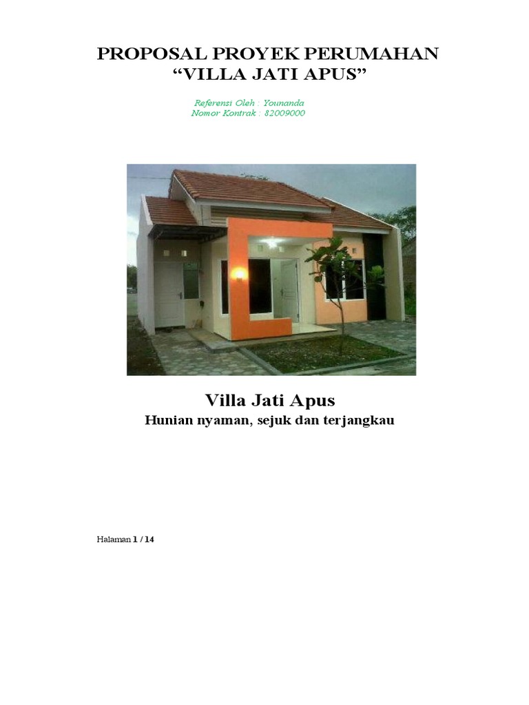 Proposal Proyek Perumahan "Villa Jati Apus": Hunian Nyaman, Sejuk Dan ...