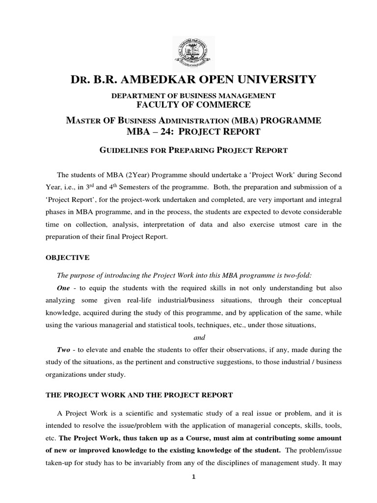 Braou MBA Project Report Guidelines | PDF