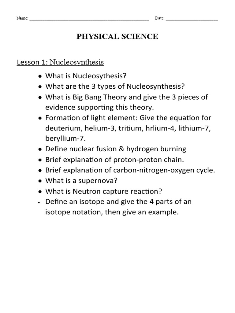 1 - Nucleosynthesis | PDF | Philosophy