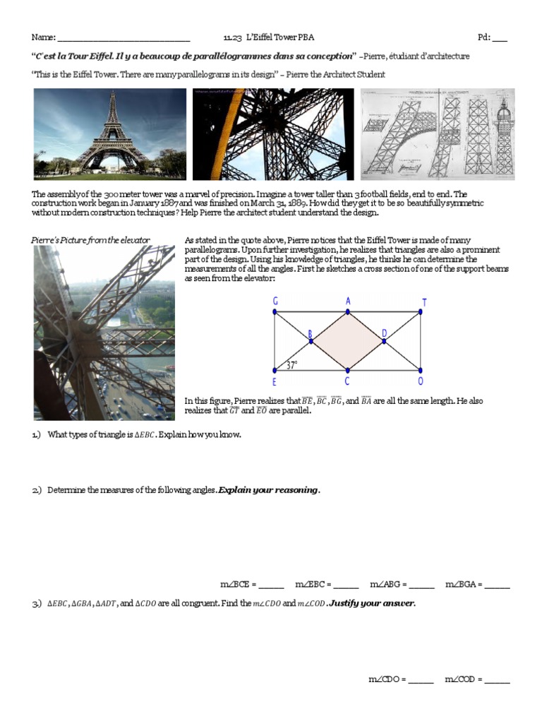Understanding the Geometry of the Eiffel Tower | PDF | Triangle | Angle