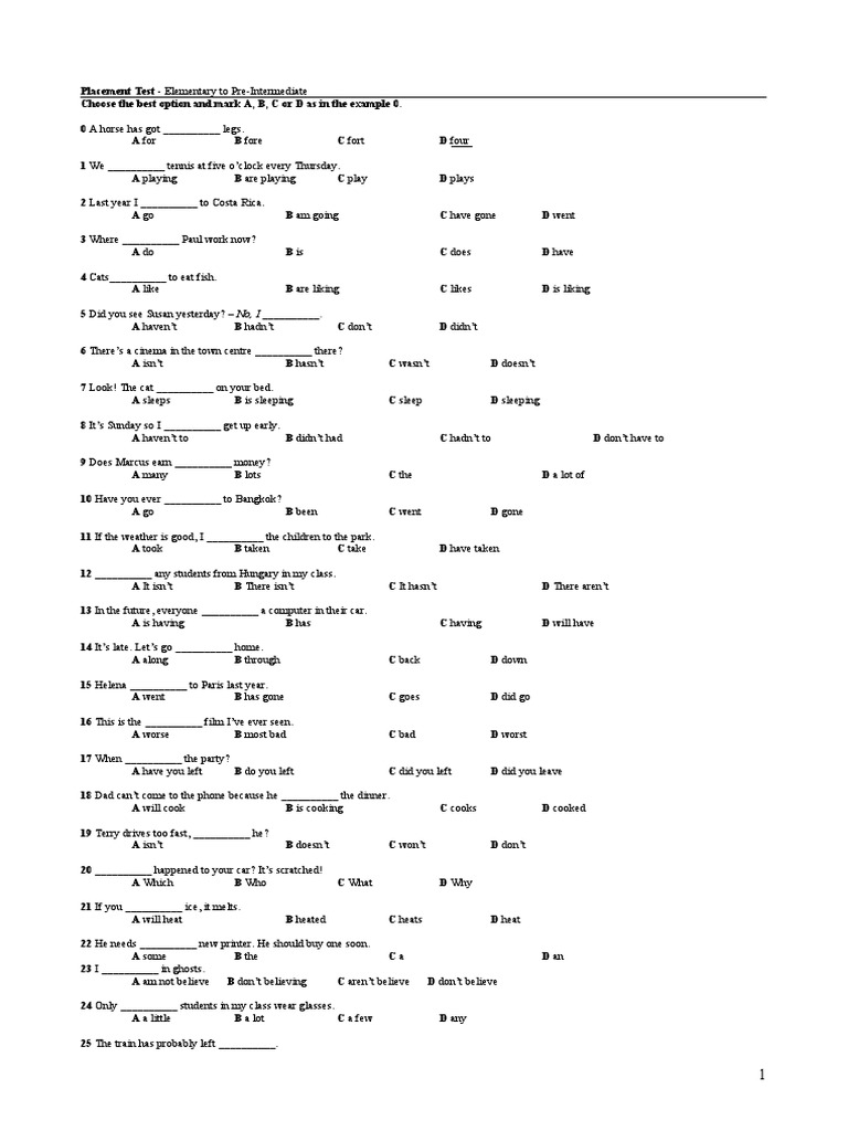 Elementary To Pre-Intermediate | PDF