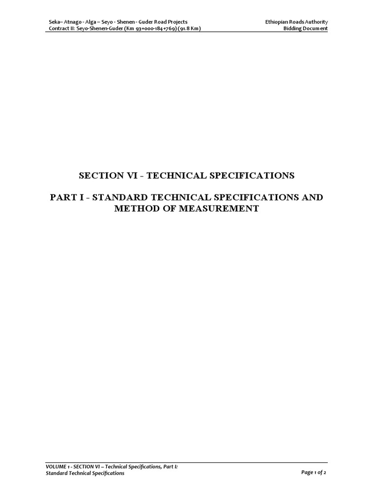Section Vi - Technical Specifications Part I - Standard Technical ...