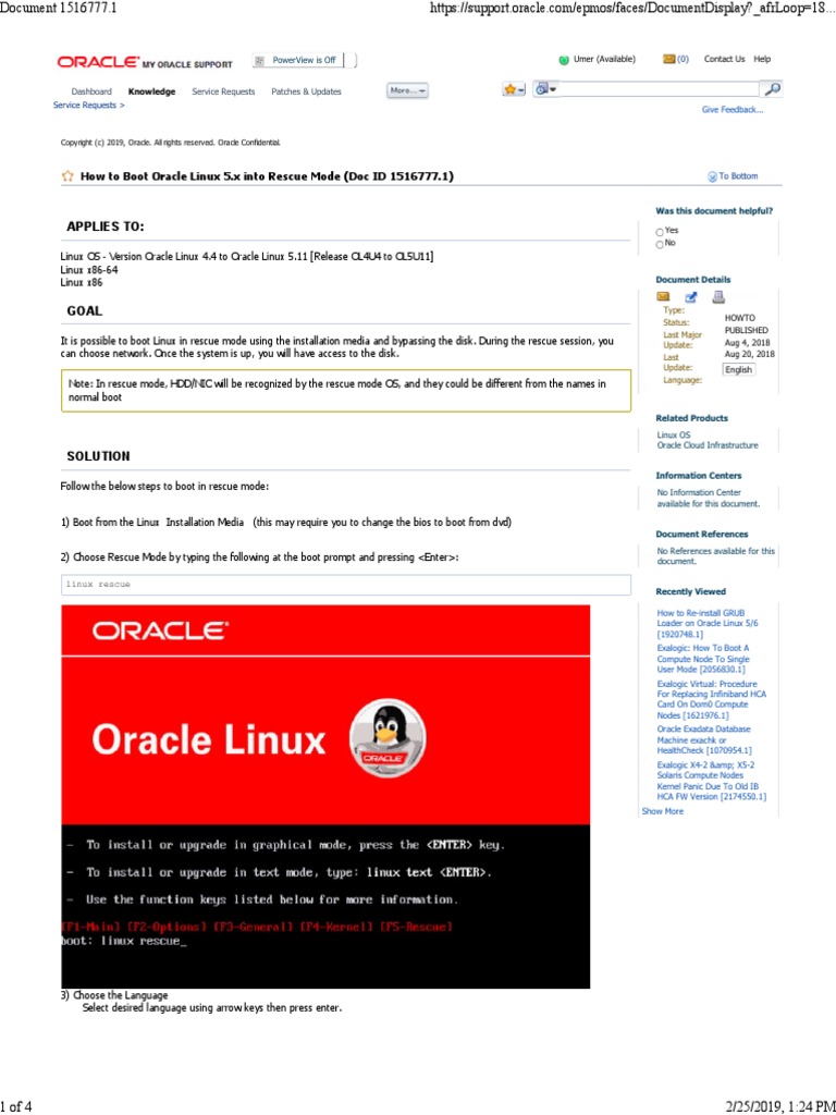 How To Boot Oracle Linux 5.x Into Rescue Mode | Download Free PDF | Booting | File System