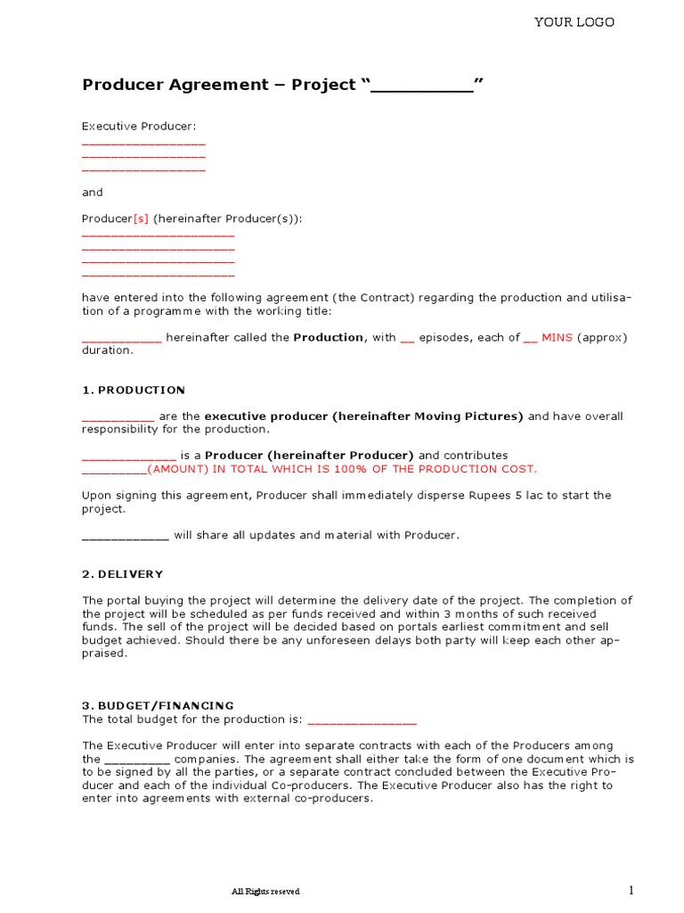 Film Producer Agreement Template | PDF | Return On Investment | Business