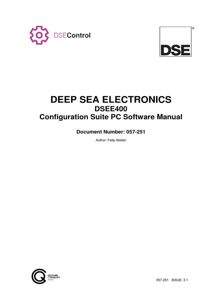 Deep Sea Electronics: DSEE400 Configuration Suite PC Software Manual ...