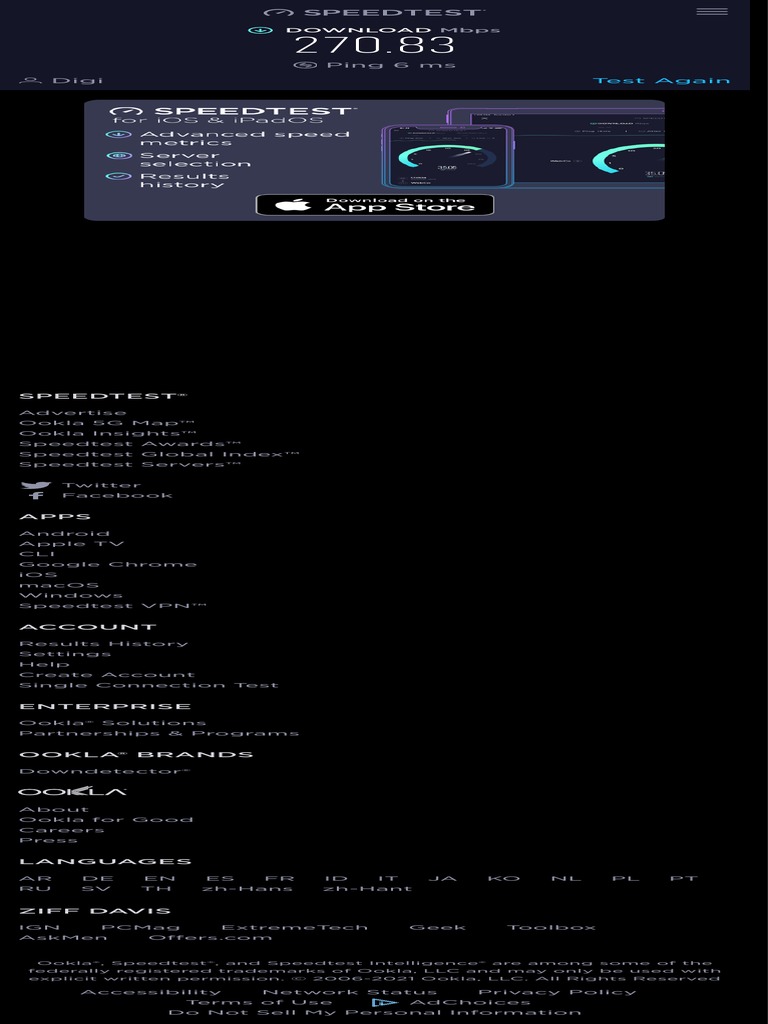 Speedtest by Ookla - The Global Broadband Speed Test | PDF