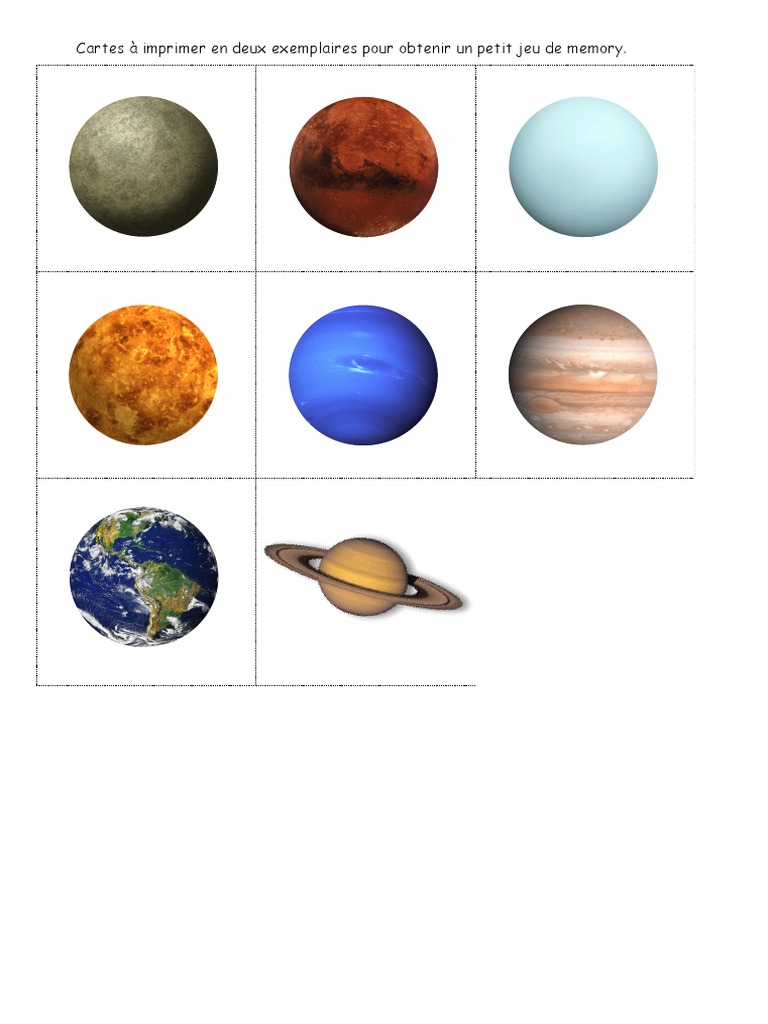 Jeux Memory Des Planètes | PDF