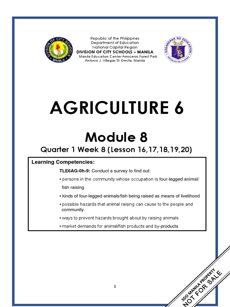 TLE-TE 6 - Q1 - Mod8 - Agriculture | PDF | Livestock | Personal Protective Equipment