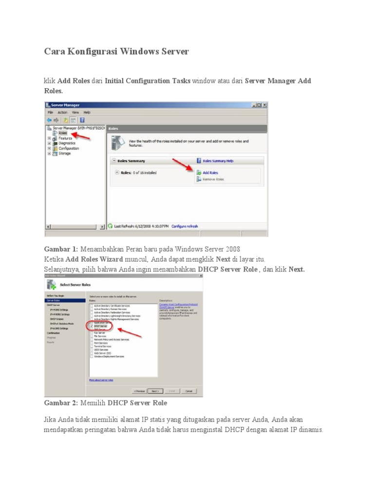 Cara Konfigurasi Windows Server: Roles | PDF