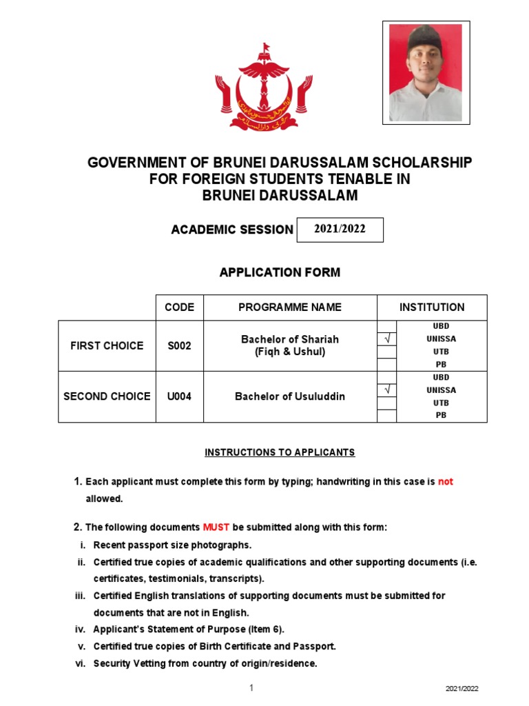 Format Beasiswa Brunei... | PDF | Indonesia | Bachelor's Degree