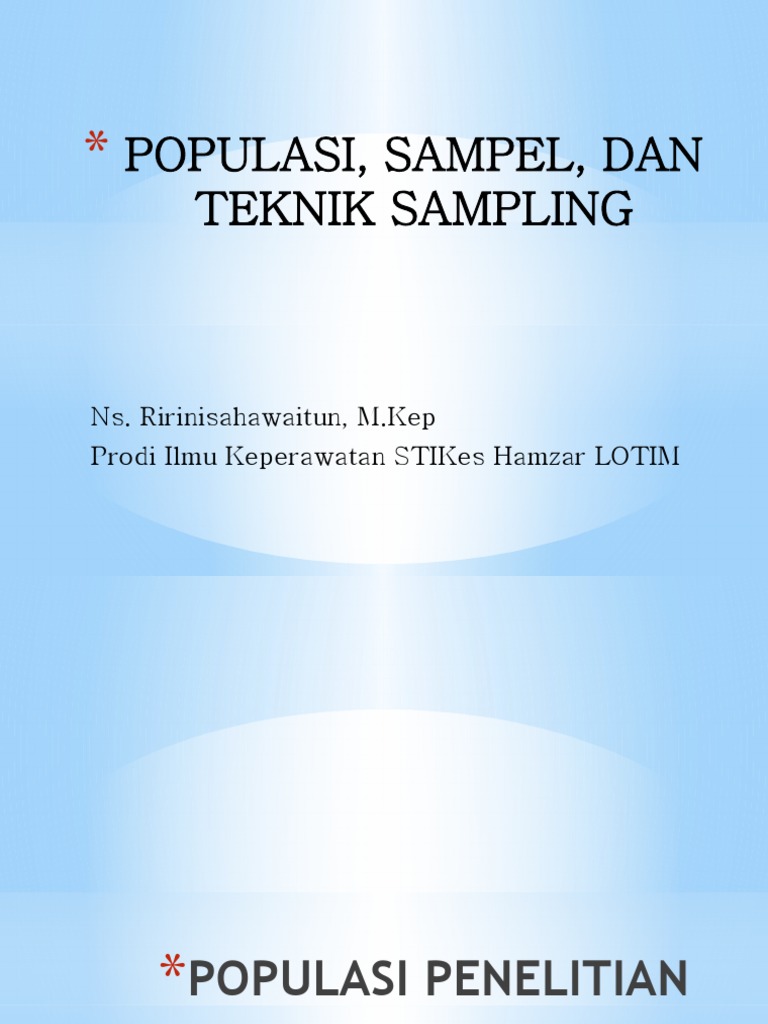 Populasi, Sampel Dan Teknik Sampling | PDF