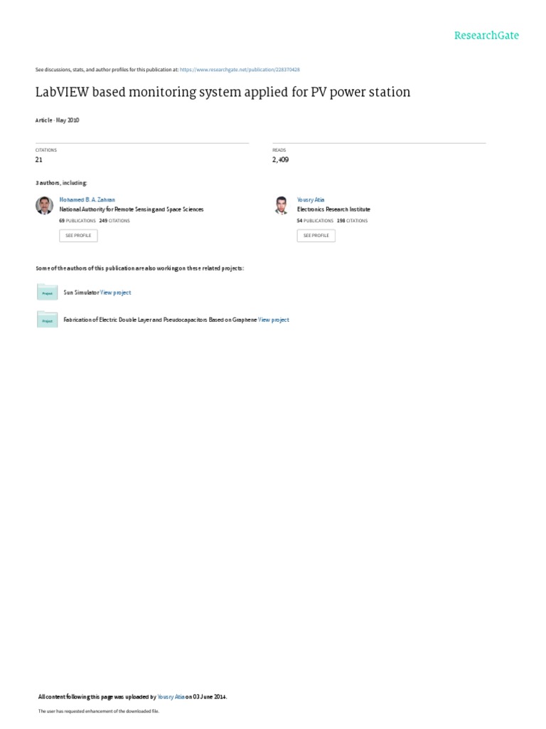 Labview Based Monitoring System Applied For PV Power Station | PDF ...