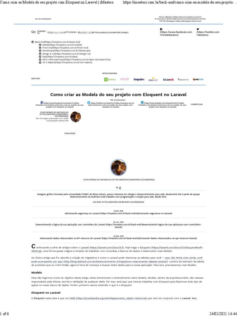 Como Criar Models Com Eloquent | PDF | Dados | Model-View – Controller ... Como Criar Models Com Eloquent | PDF | Dados | Model-View – Controller ...