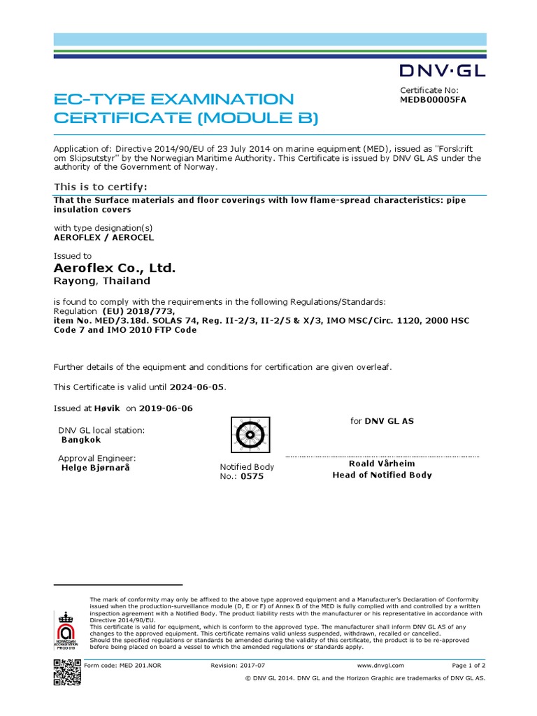 Ec-Type Examination Certificate (Module B) : Aeroflex Co., LTD | PDF ...